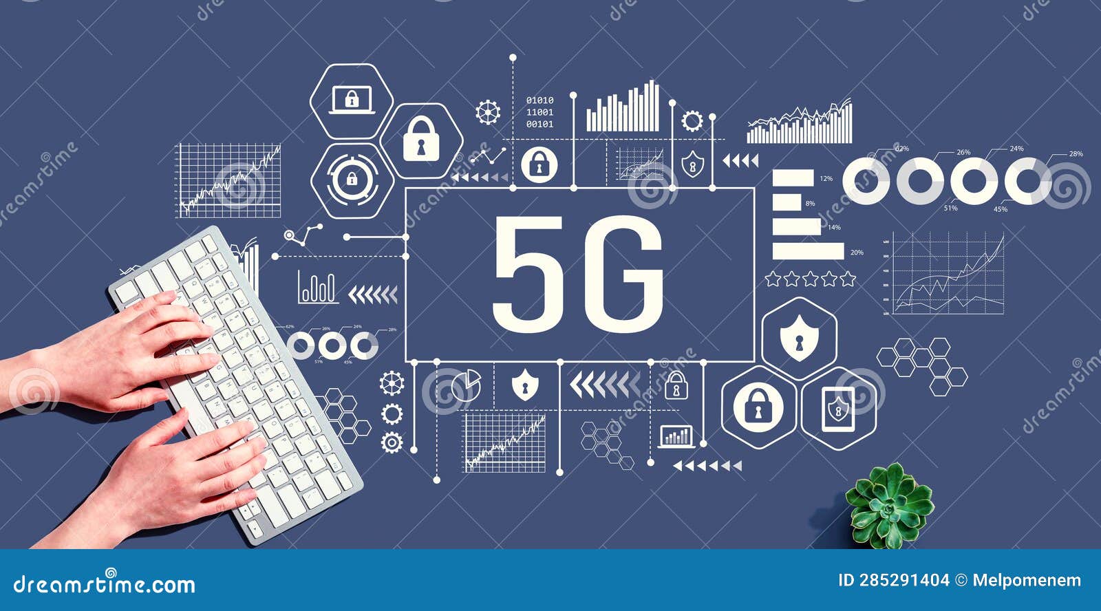 5G Network Theme with Person Using Pc Keyboard Stock Photo - Image of ...