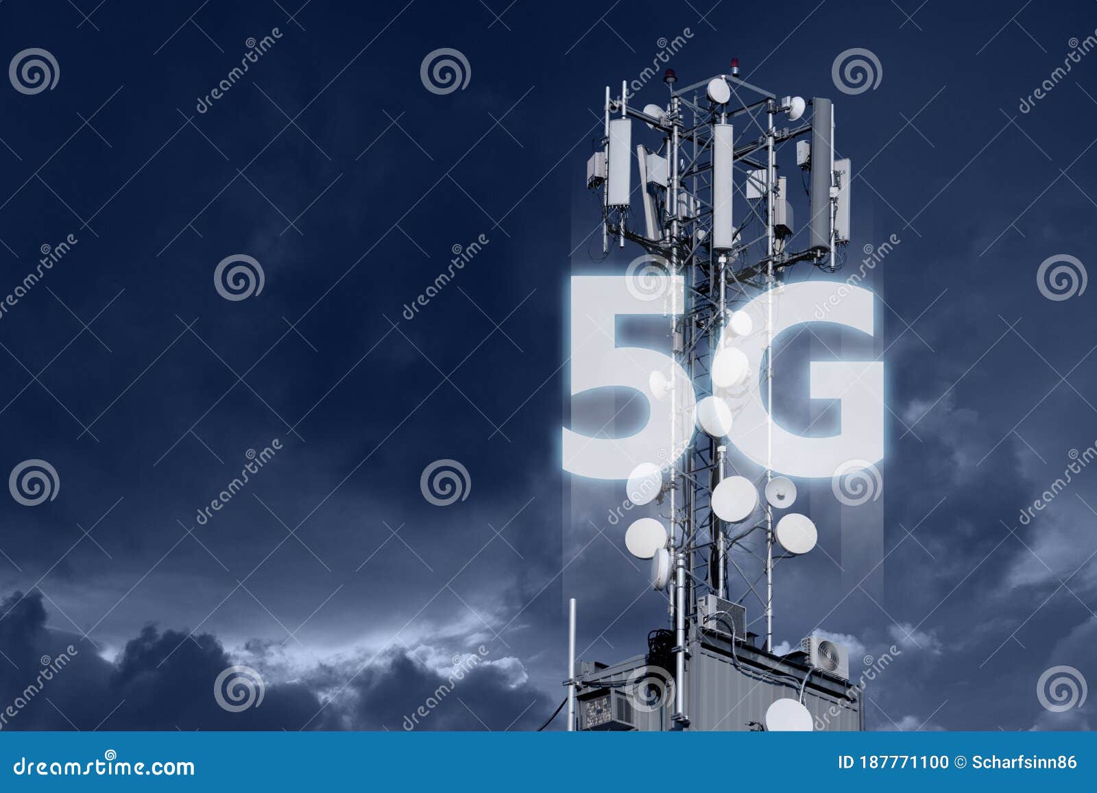 5G network transmitters stock photo. Image of mobile - 187771100