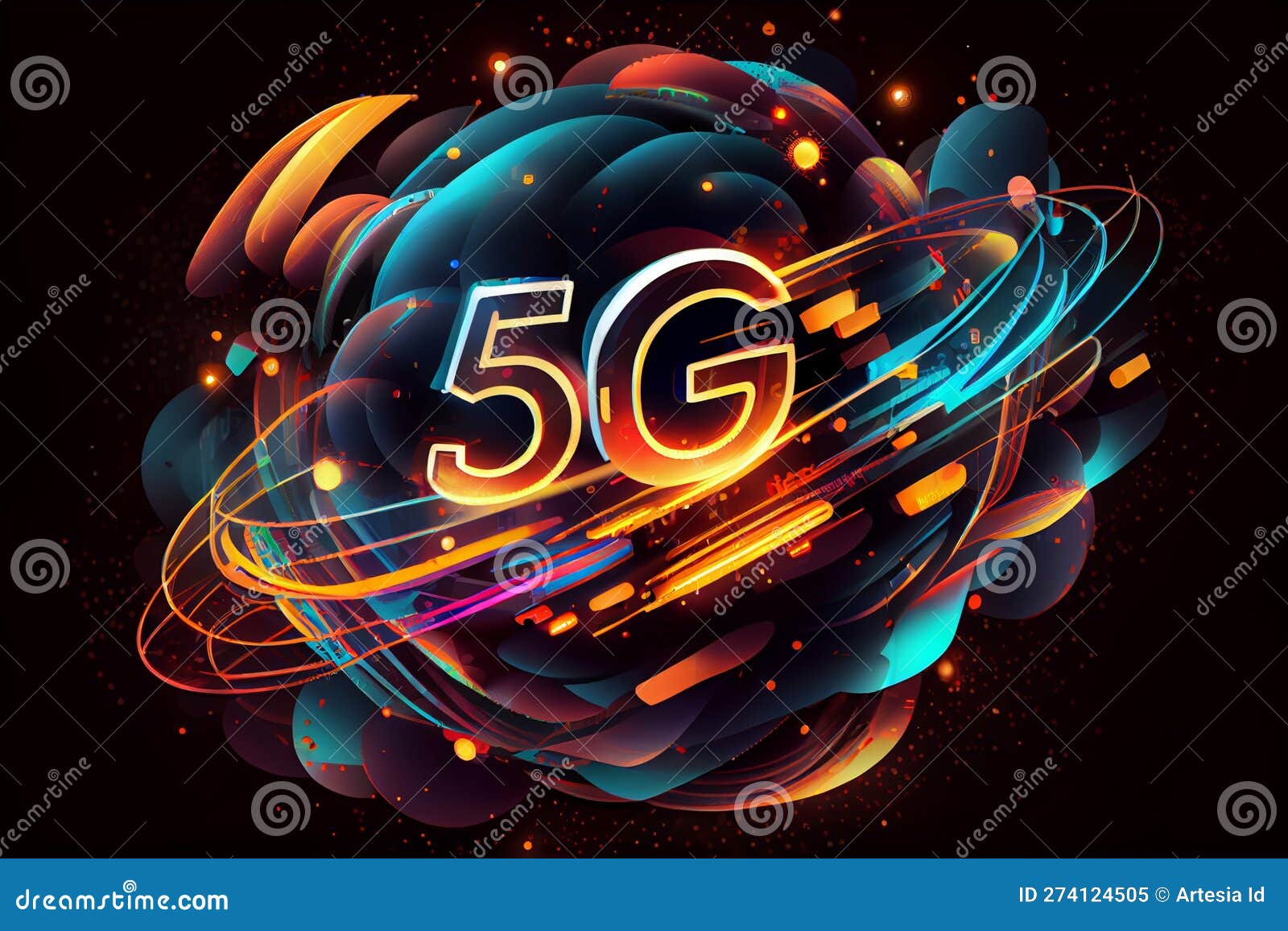 5G Network Wireless Internet Wi-fi Connection Stock Illustration ...
