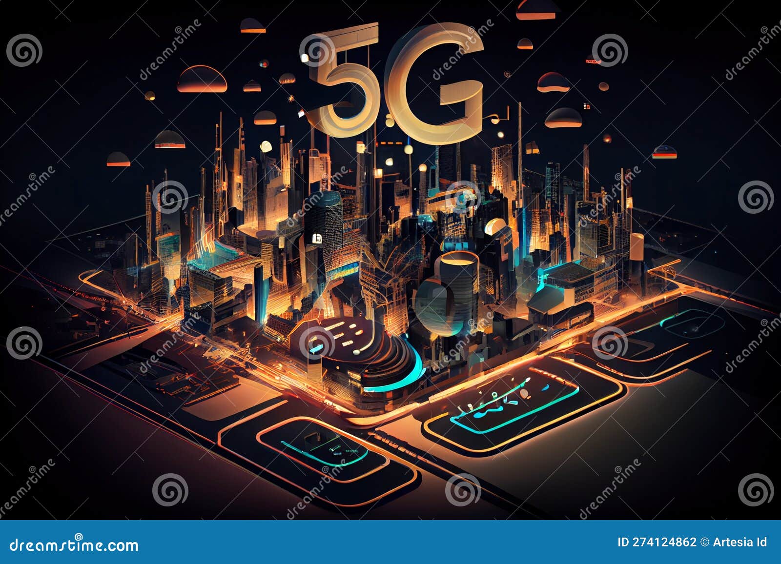 5G Network Wireless Internet Wi-fi Connection Stock Illustration ...
