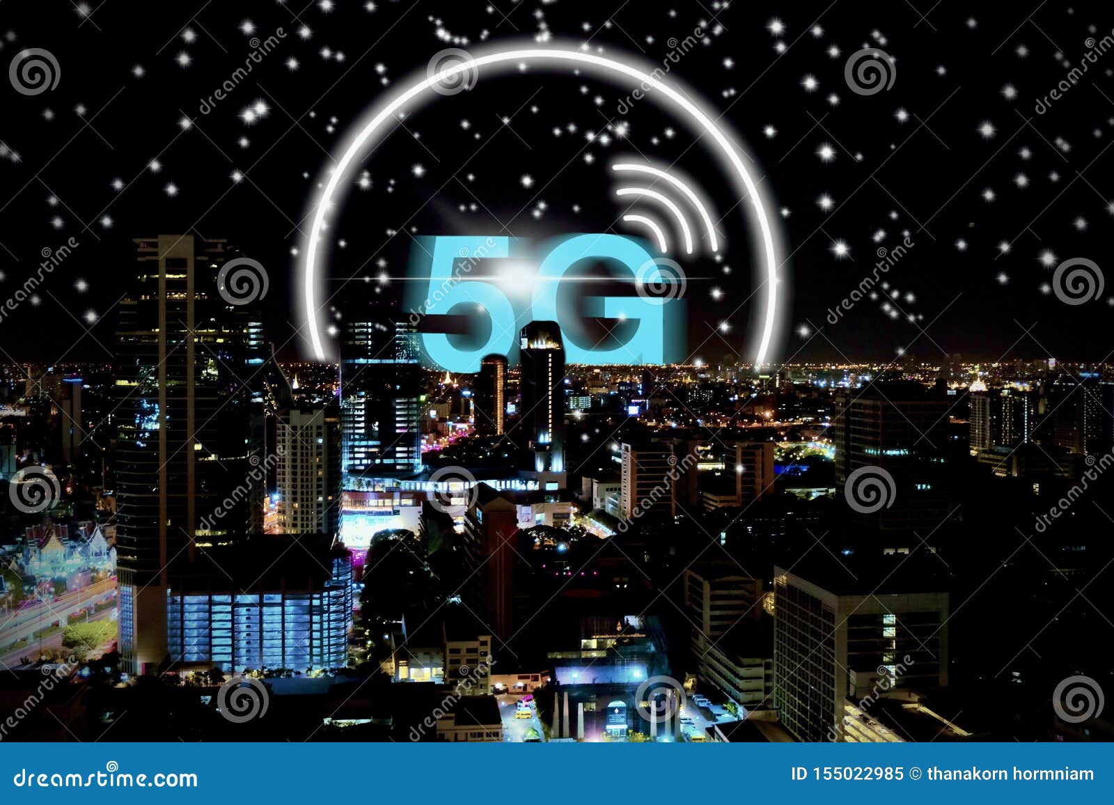 5G Network Wireless System Background Concept Stock Illustration ...