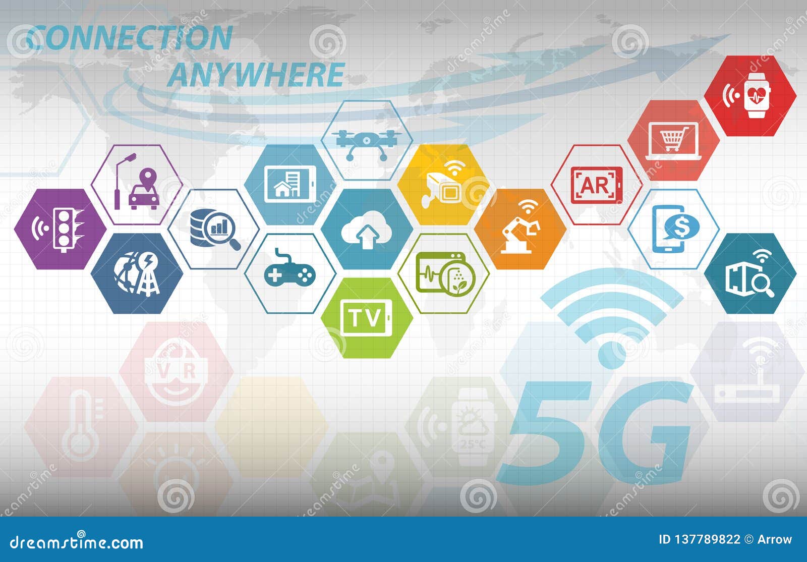 5G Network Wireless Technology Connection Anywhere Stock Illustration ...