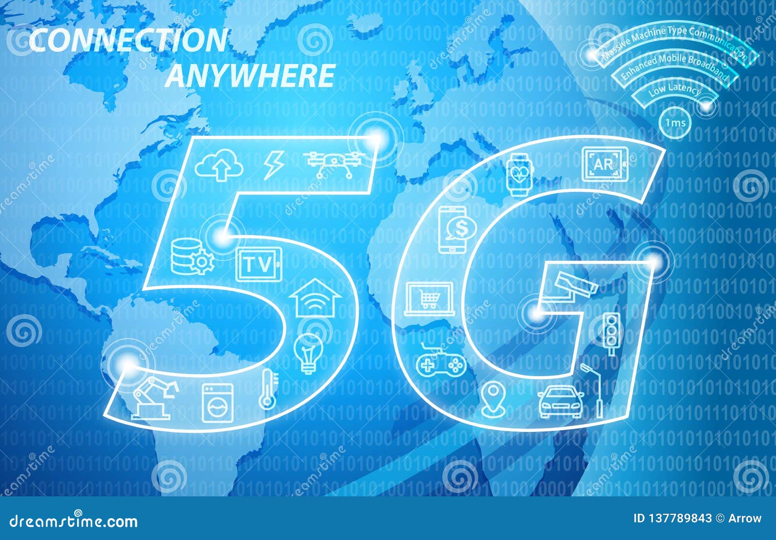 5G Network Wireless Technology Connection Anywhere Stock Illustration ...