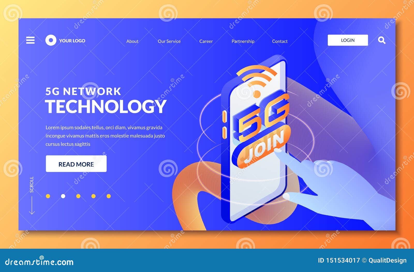 5G Network Wireless Technology. Landing Page, Web Banner Design Layout ...