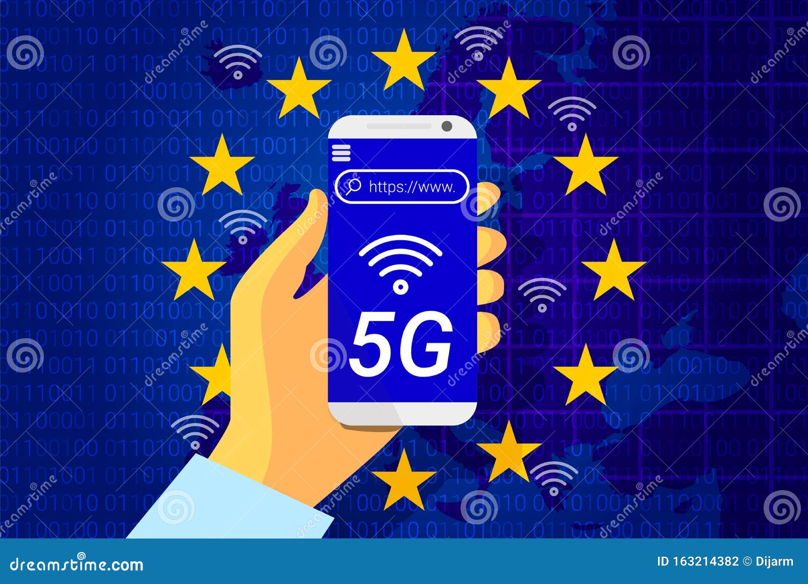 5G Next Generation Wireless Internet Connection. Flag of the European ... 5G Next Generation Wireless Internet Connection. Flag of the European ...