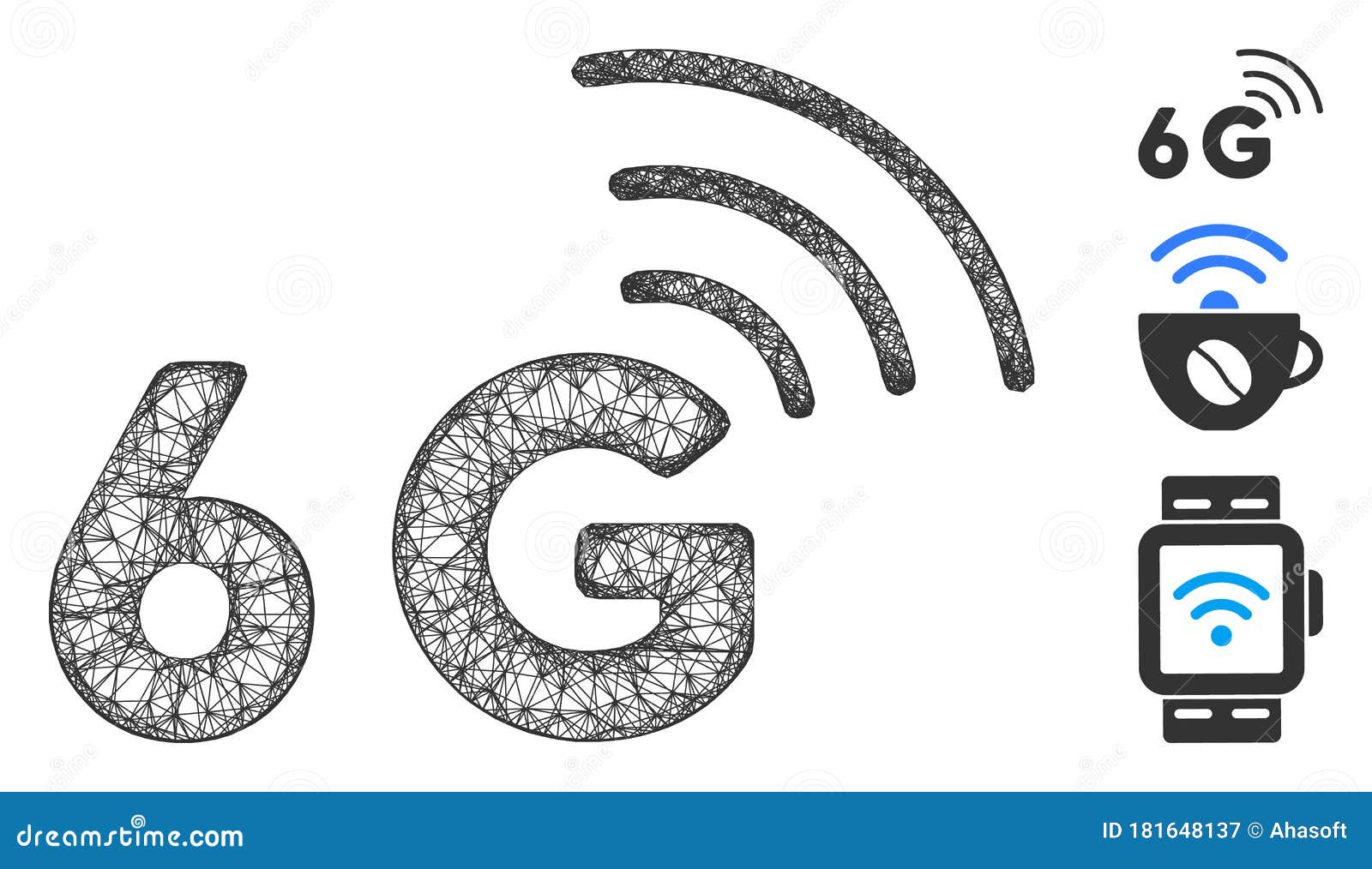 6G Polygonal Web Vector Mesh Illustration Stock Illustration ...