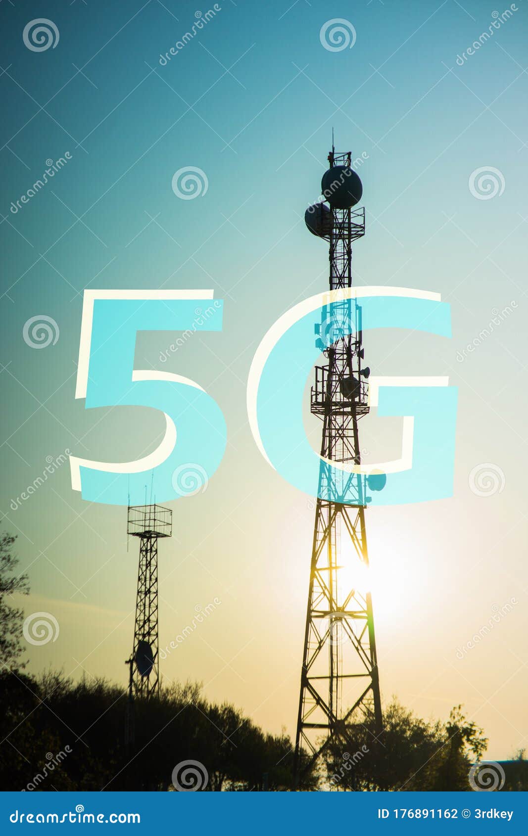 5G Radio Transmitting Tower with Antennas for Coverage Stock Photo ...