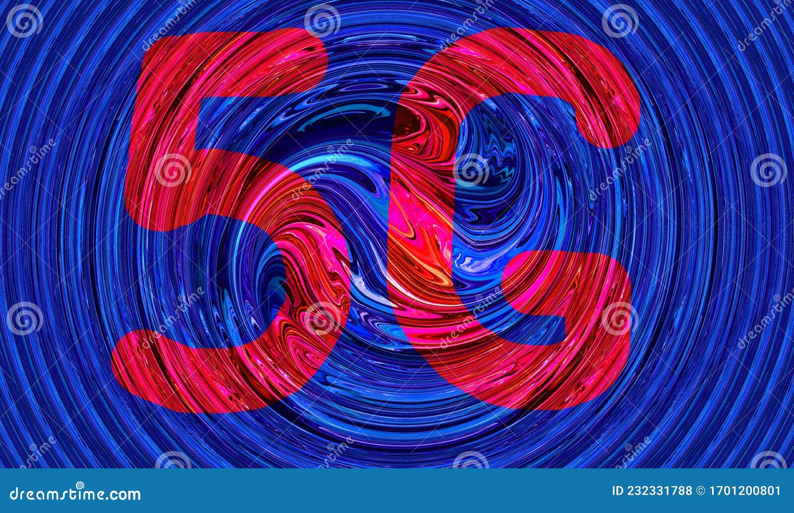 5G Red Color Large Symbol on Abstract Bright Blue Background. Wireless ...