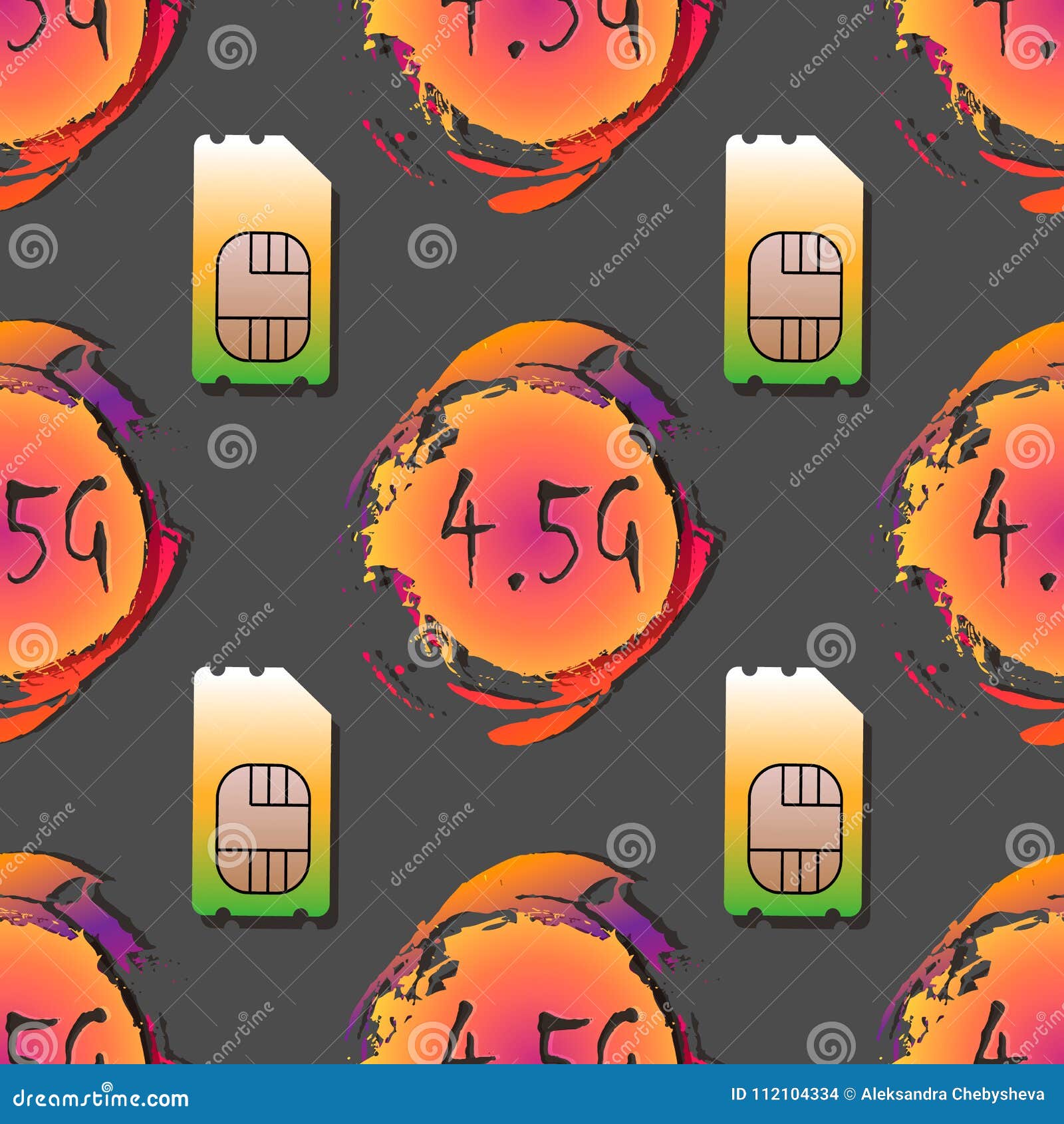 4.5g Sim Card. Mobile Technologies. Seamless Pattern Stock Vector ...