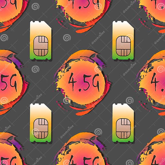 4.5g Sim Card. Mobile Technologies. Seamless Pattern Stock Vector ...