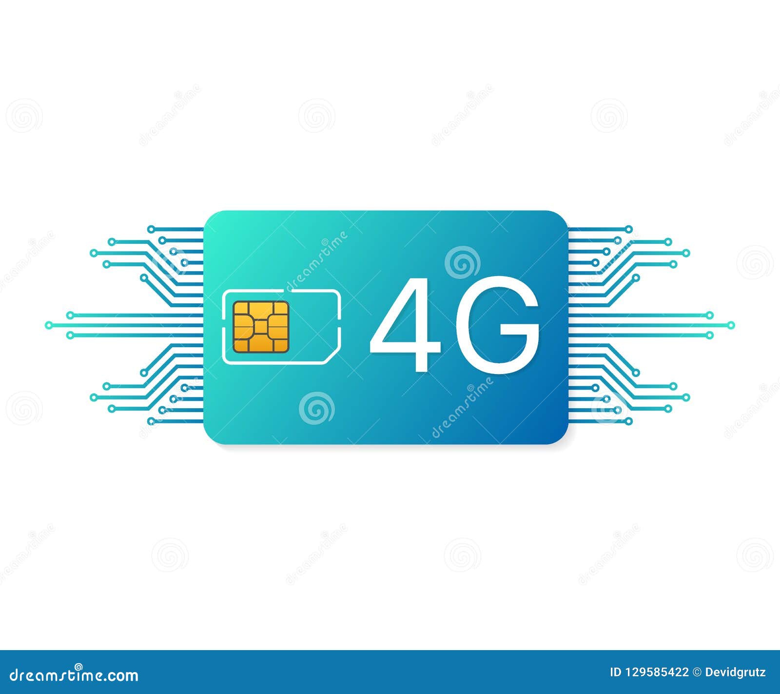 4G Sim Card. Mobile Telecommunications Technology Symbol. Vector ...