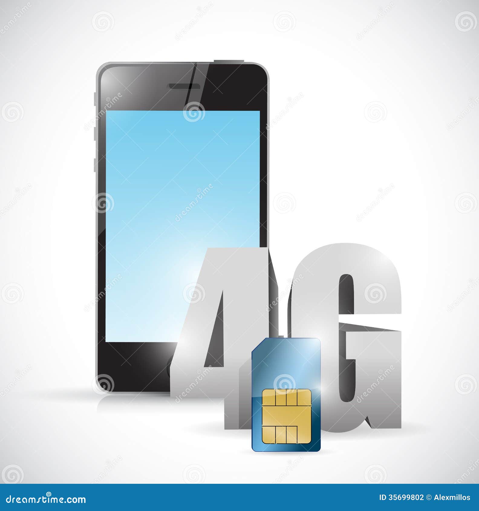 4g Sim and Phone Connection Concept Stock Illustration - Illustration ...