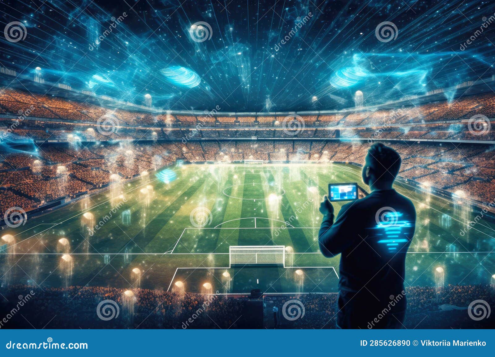 5g Stadium Filming on Phone Stock Illustration - Illustration of ...