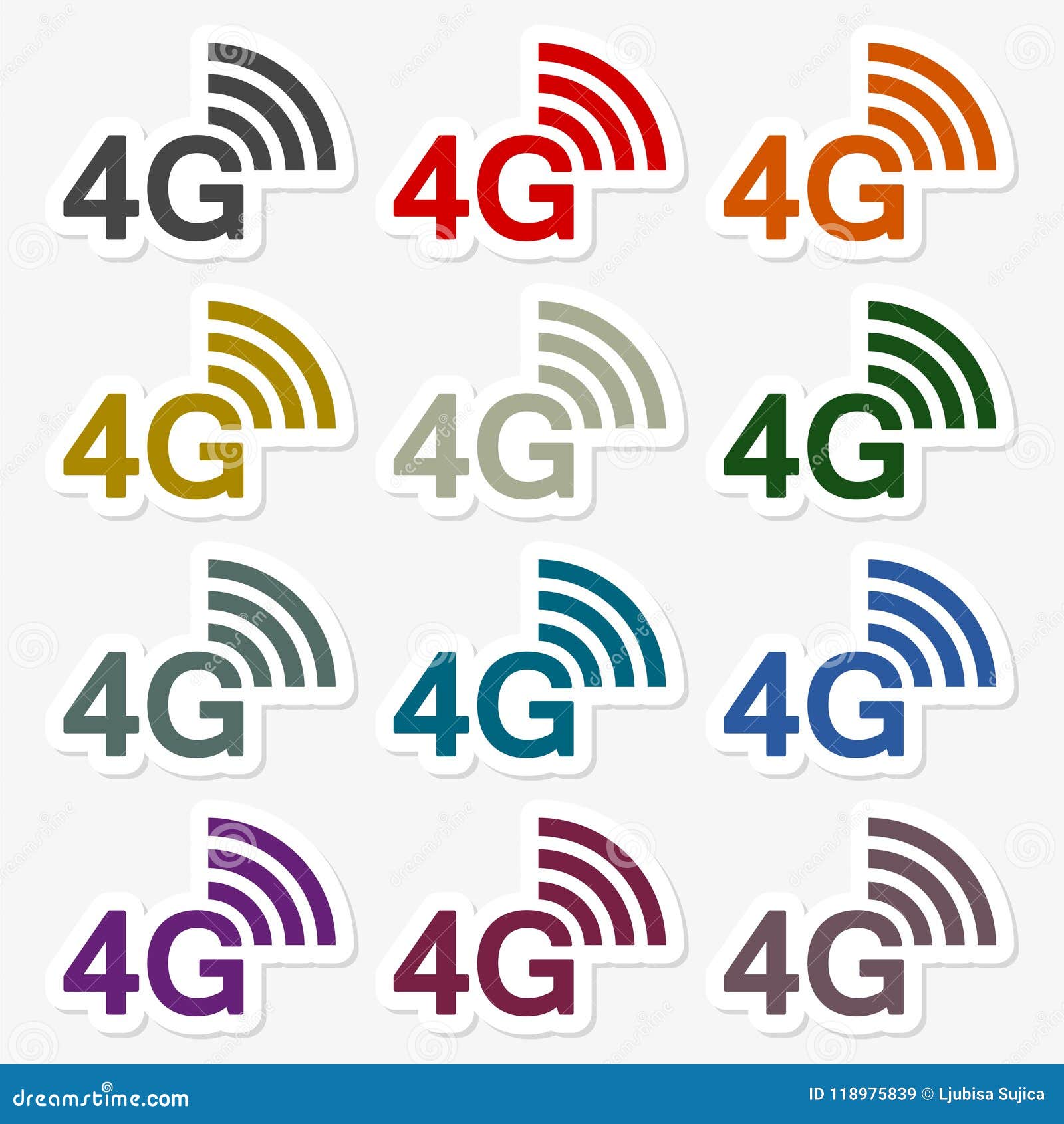 4G sticker set stock vector. Illustration of online - 118975839