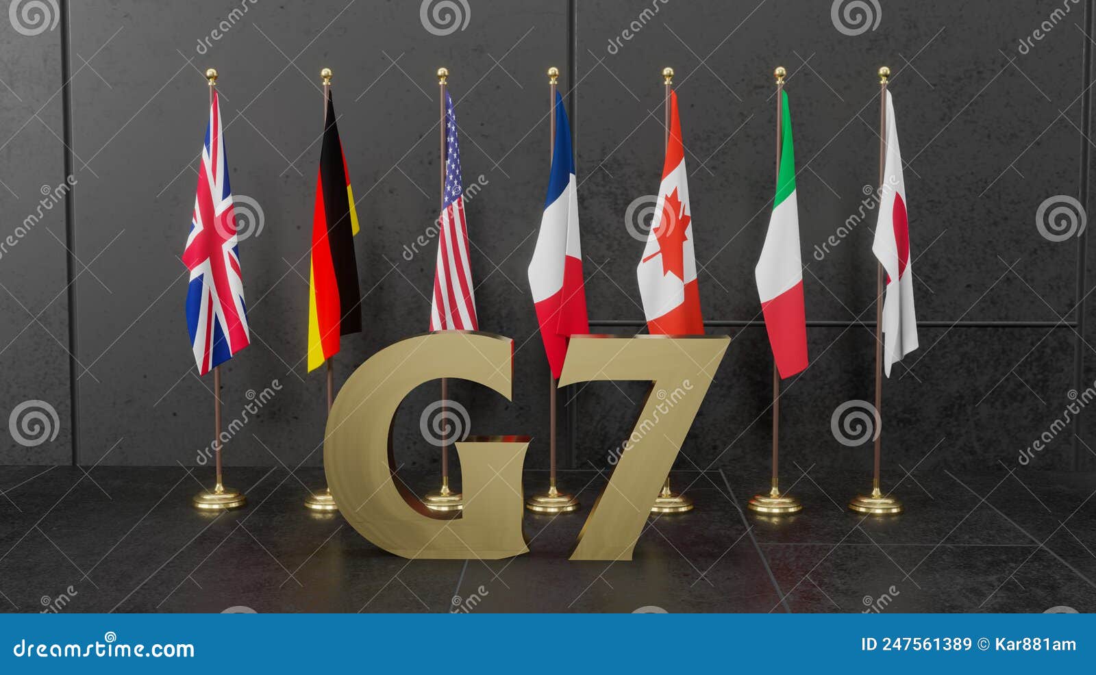 G7 Summit Flags Isolated Icons. Group Of Seven Vector Flags Symbol ...