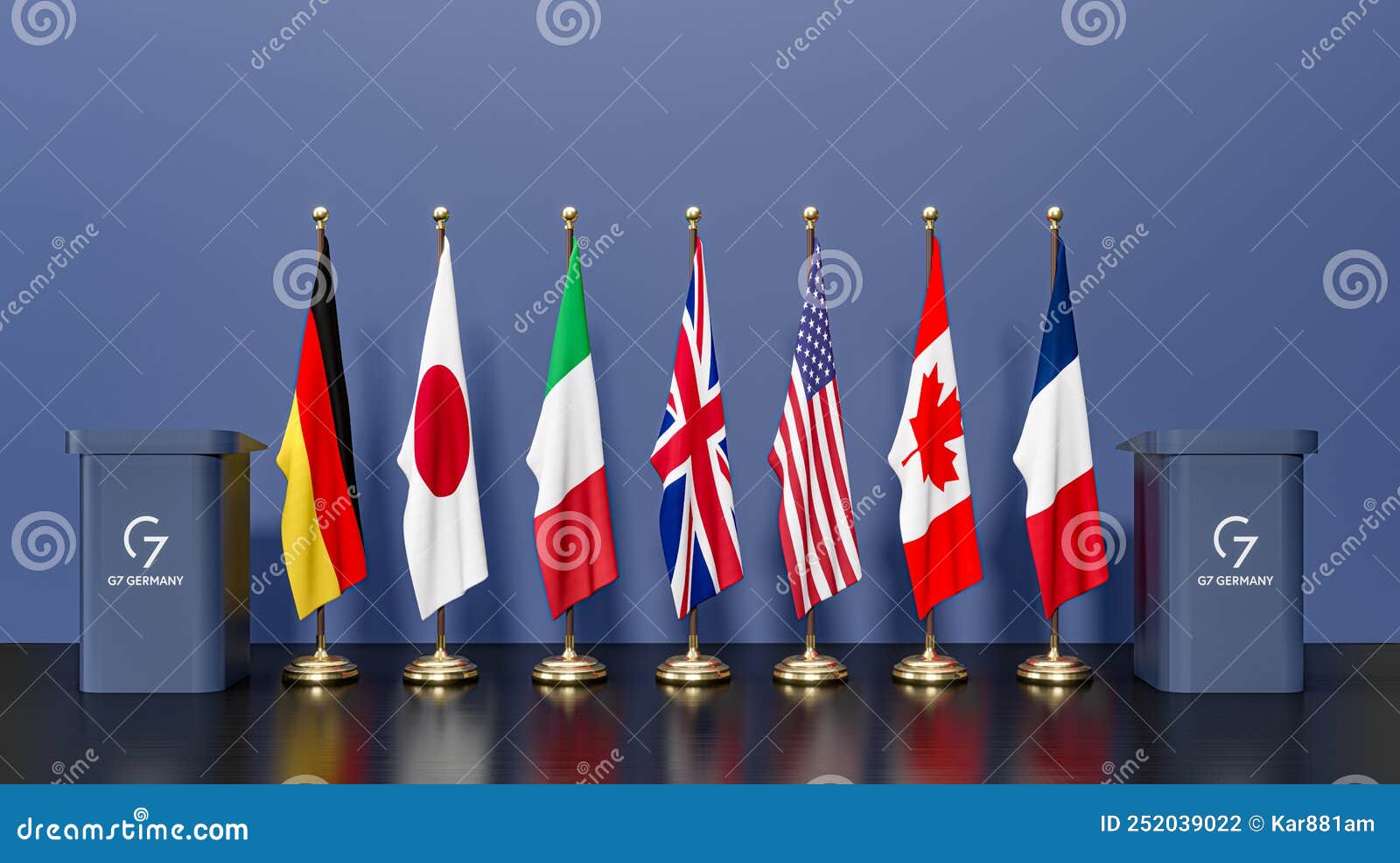G7 Summit. Flags of Members of G7 Group of Seven and List of Countries ...