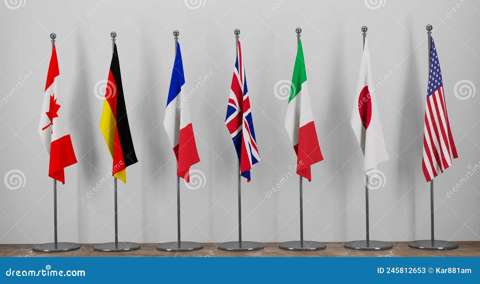 The Group Of Seven Flags Stickers. Round Icons. G7 Flag With Members ...