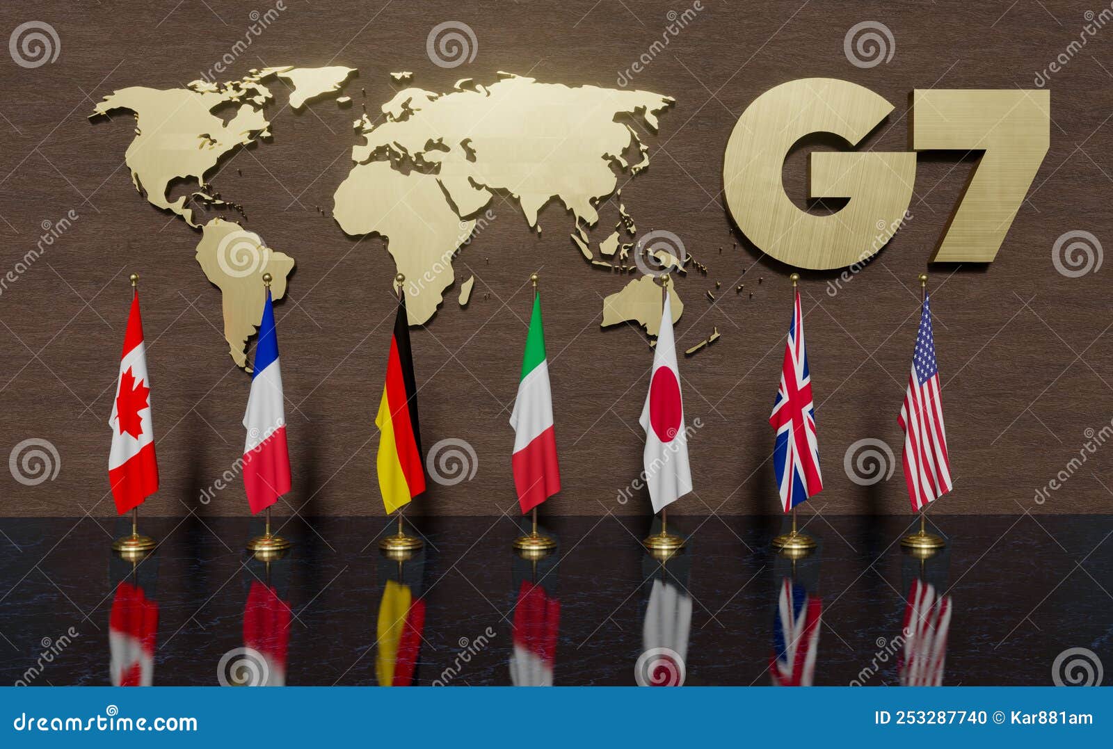 G7 Summit. Flags of Members of G7 Group of Seven and List of Countries ...
