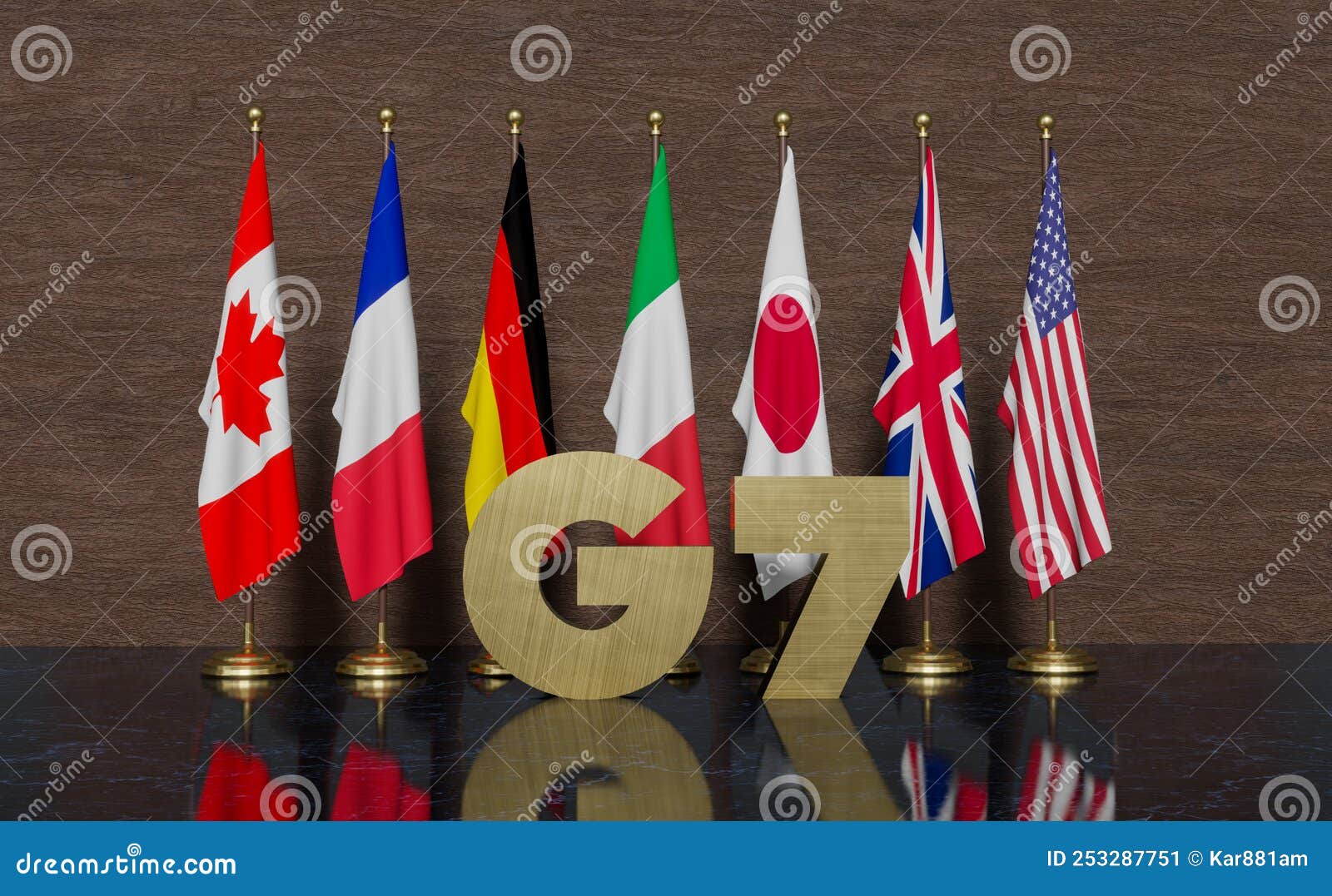 G7 Summit. Flags of Members of G7 Group of Seven and List of Countries ...
