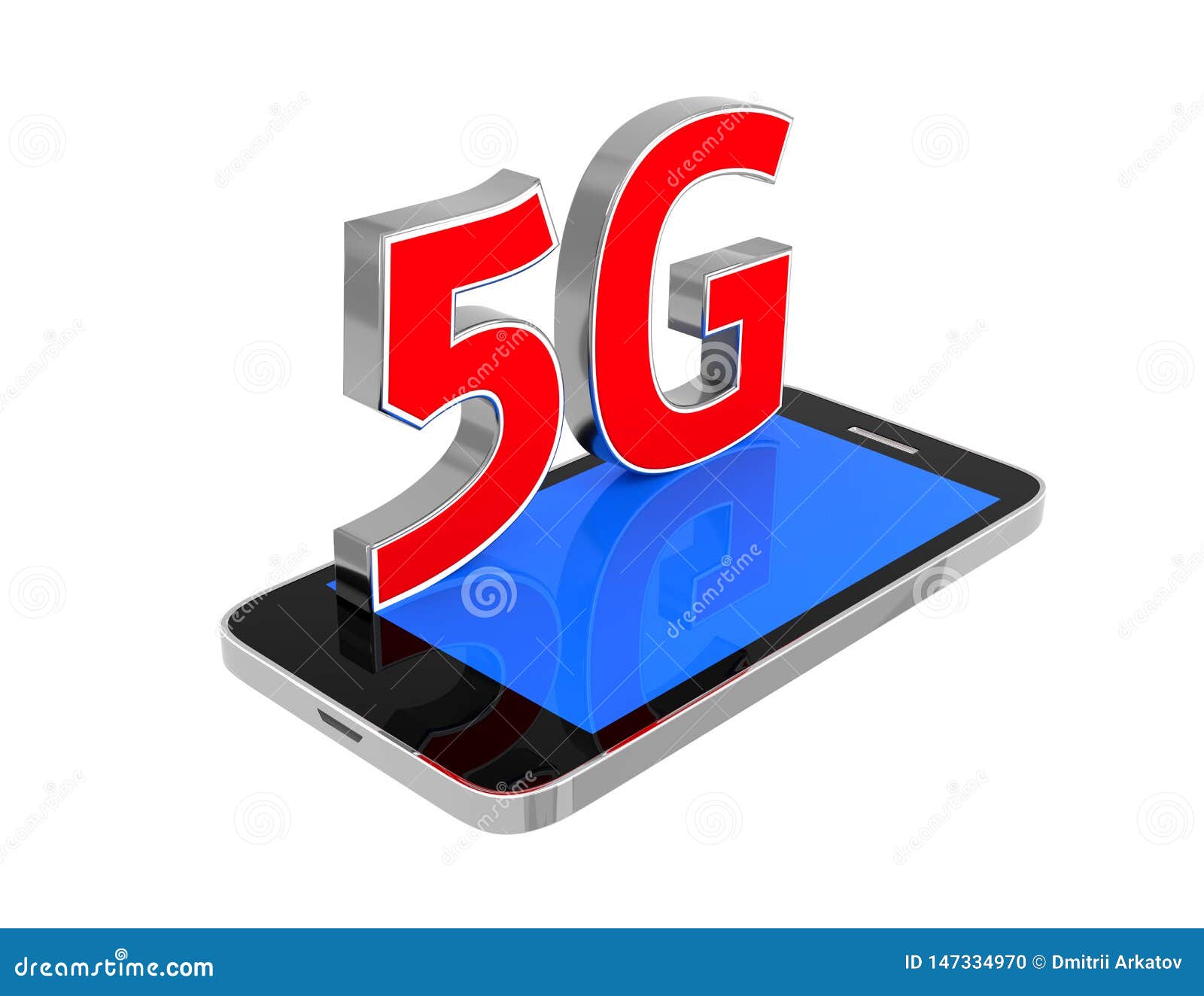 5G Symbol and Smartphone on Isolated White Background. 3d Rendering ...
