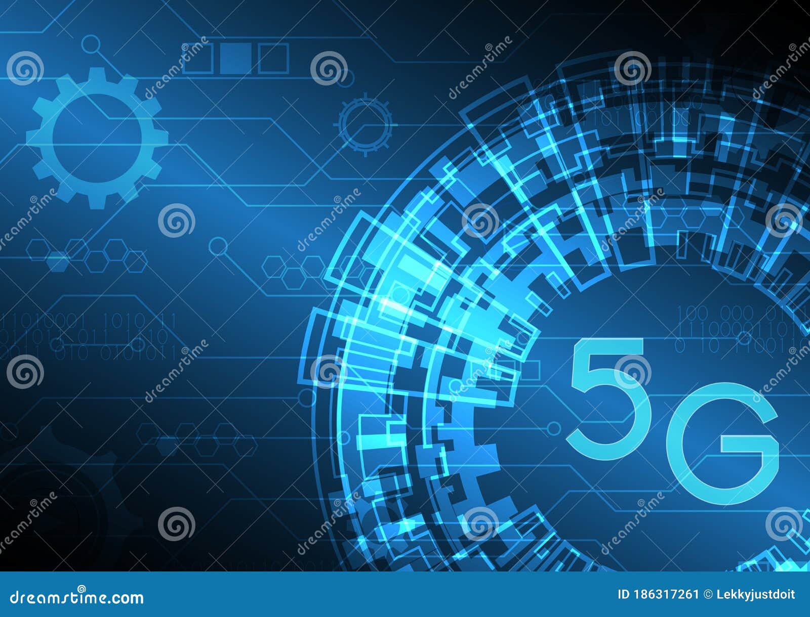 5G Technology Abstract Circle Circuit Hexagonal Background Stock Vector - Illustration of ...
