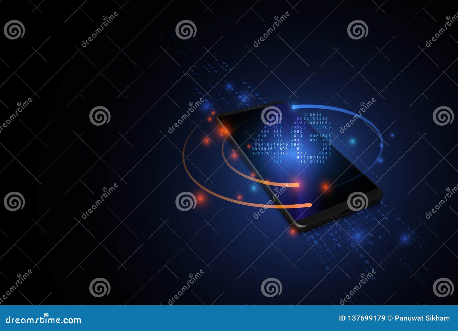 4G Technology Background. Digital Data on Mobile Networks and Blue ...