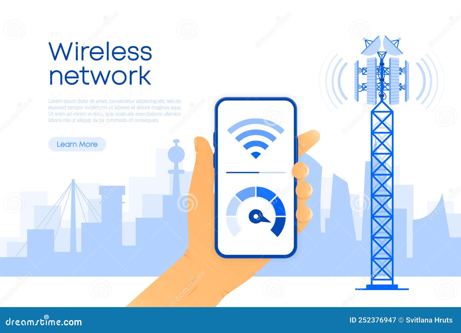 5g Technology and Communication Concept. 5G Towers Network Technology ...