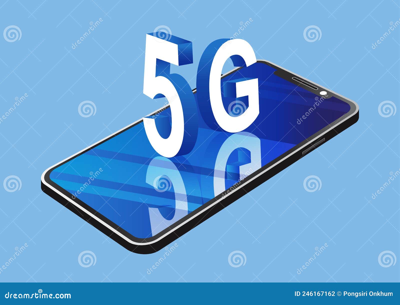 5G Technology Concept, Smartphone with the Letters 5G, 3D Type Text ...