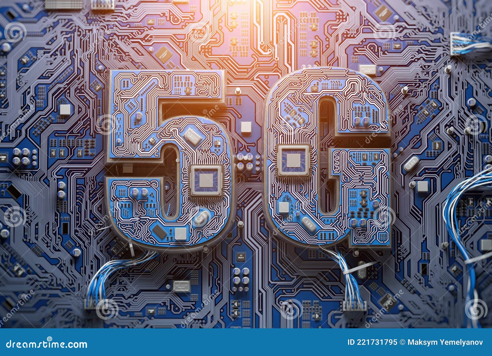 5G Technology Development, Semiconductor Productivity Growth Concept ...