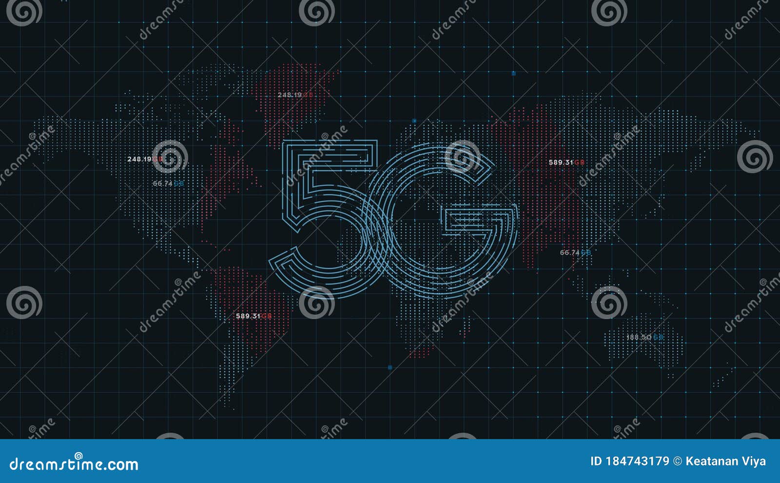 5g Technology Internet on World Map Dots Stock Image - Image of ...
