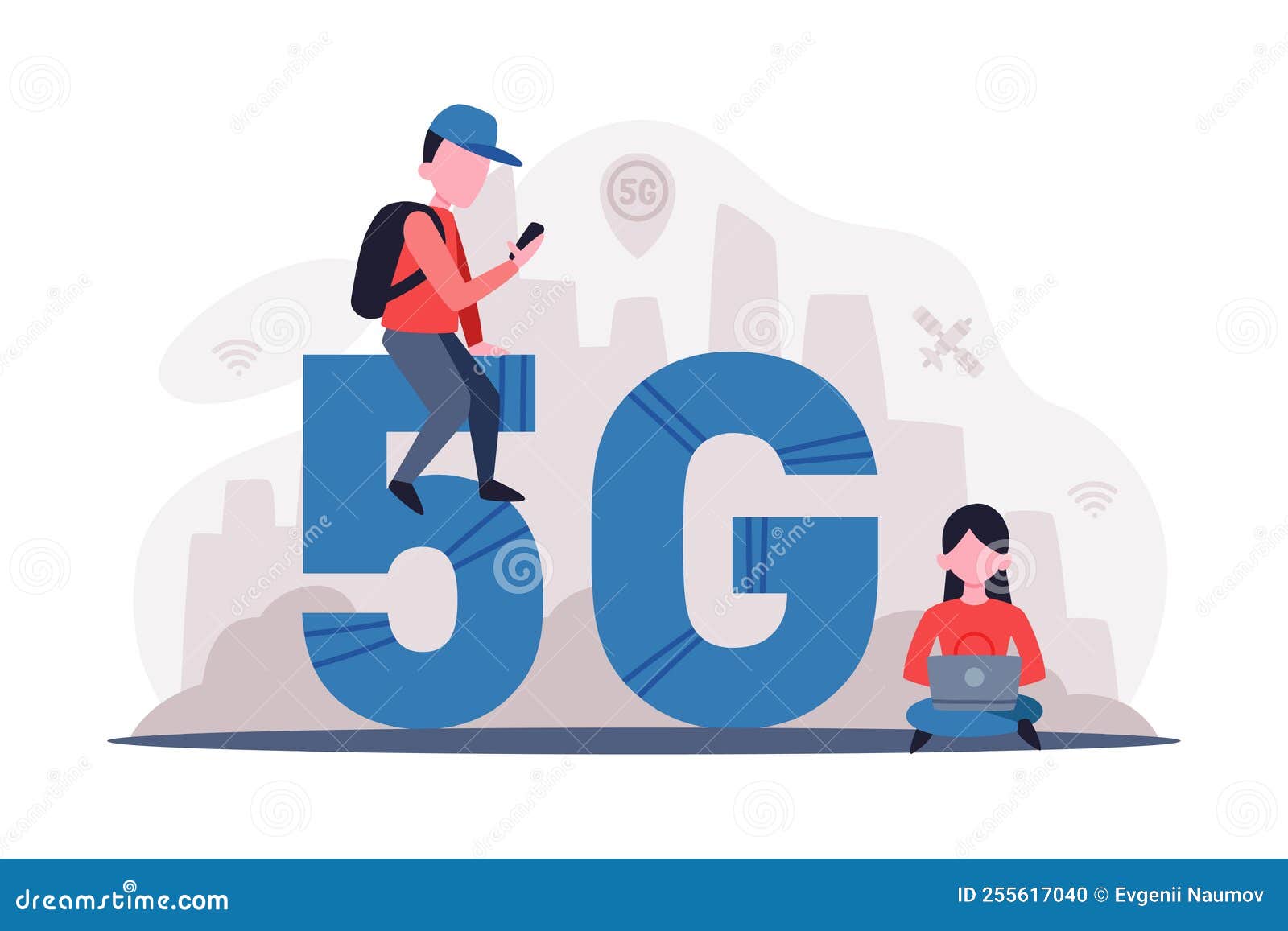 5G Technology. People Using High Speed Mobile Internet for Working ...