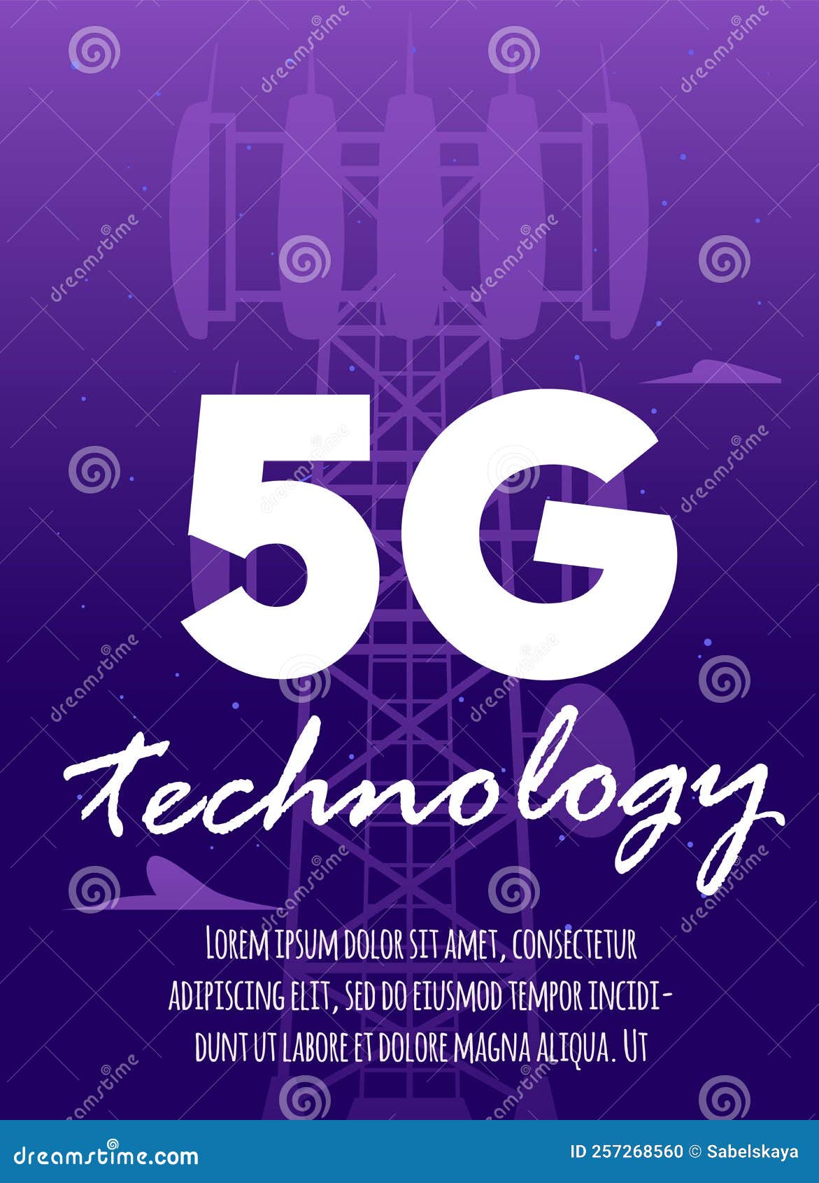 5G Technology Poster Template with 5G Tower - Flat Vector Illustration ...