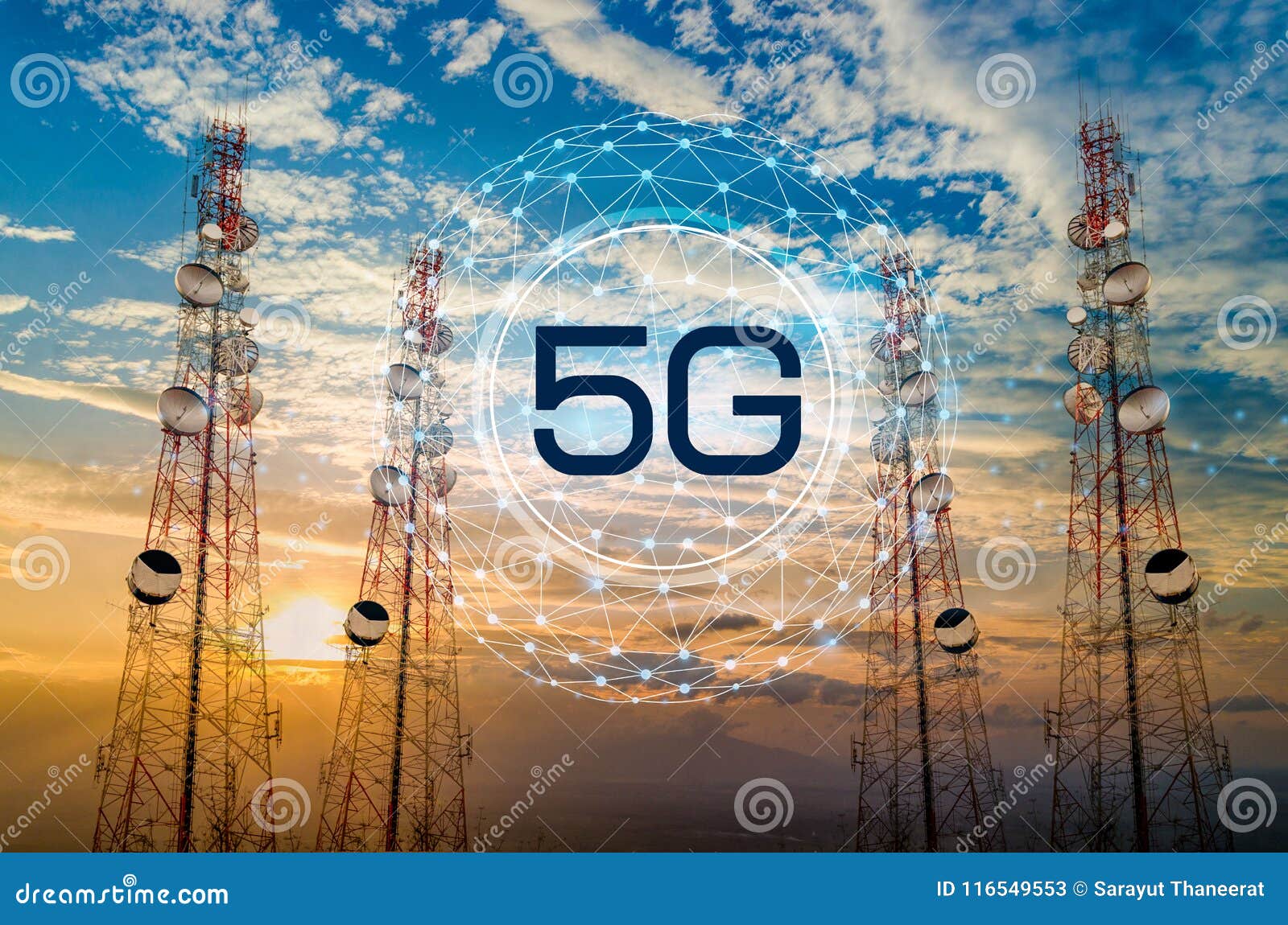 Telecommunication Tower Of 4G And 5G Cellular. Base Station Or Base ...