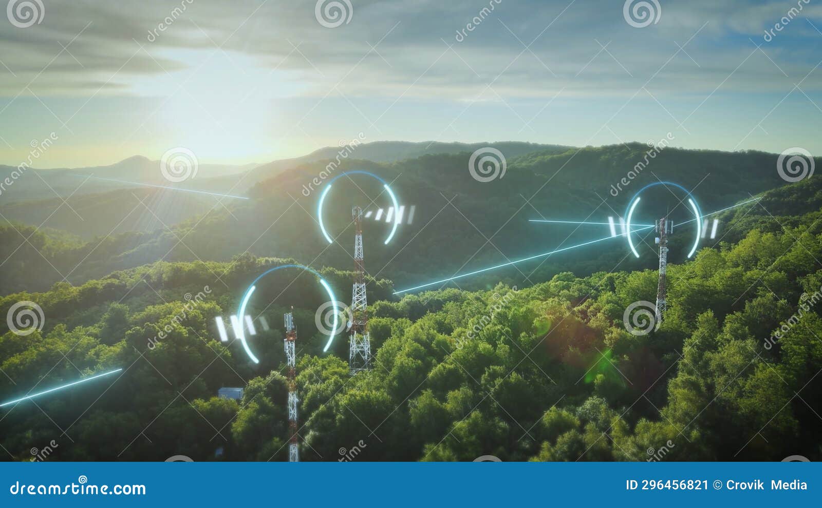 5G Telecommunication Towers Exchange Network Data through Digital Lines ...