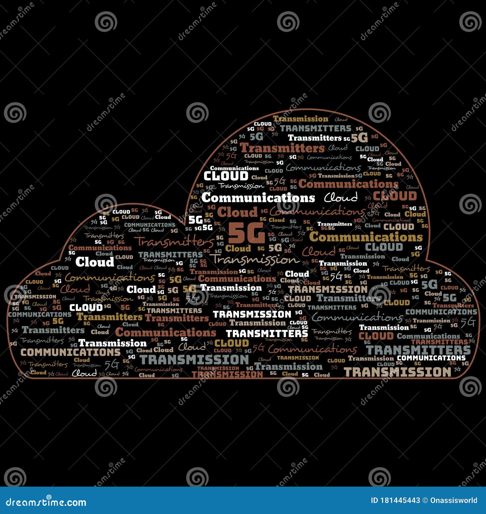 5G Telecommunications Network Words Abstract Background Illustration ...