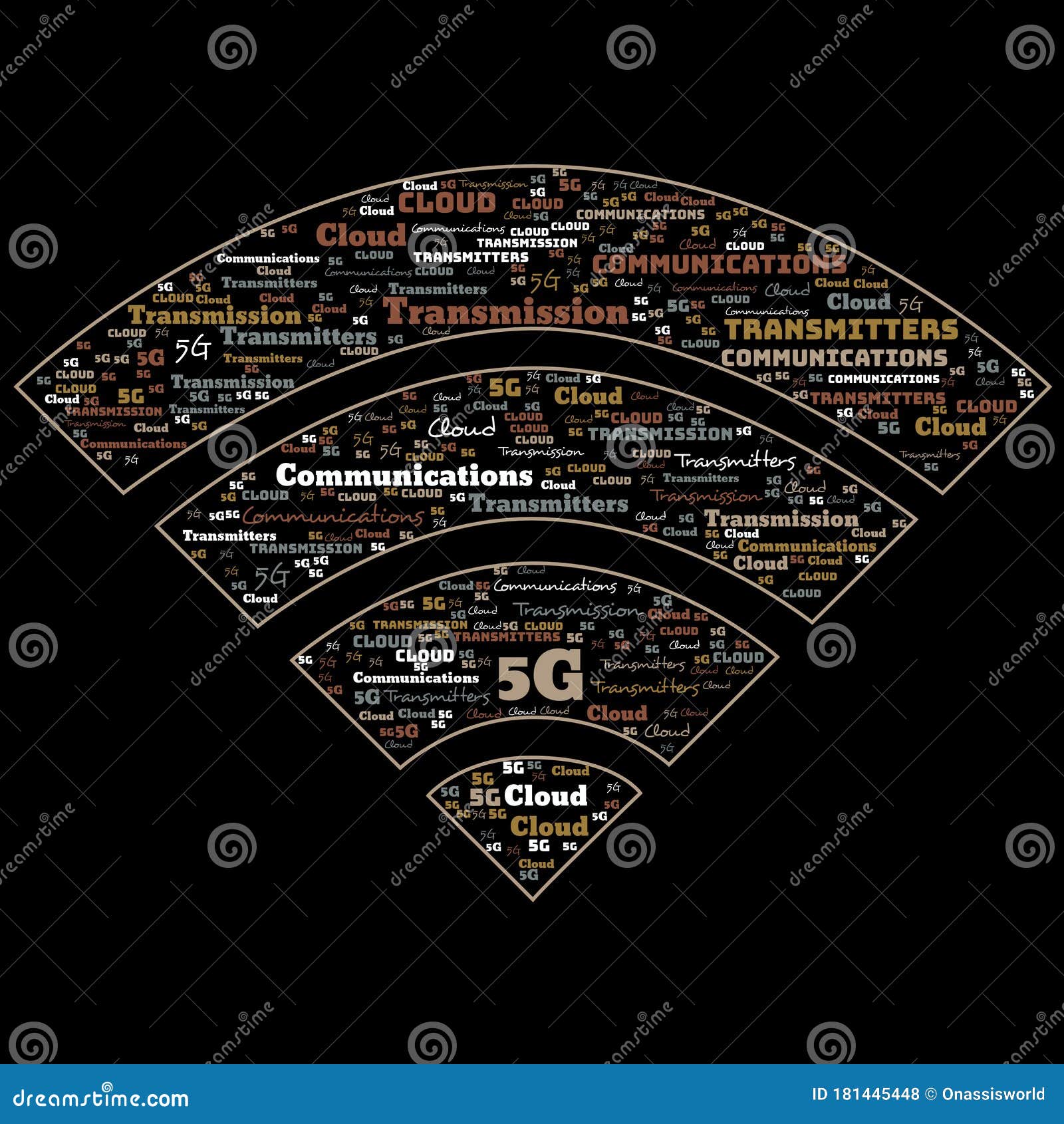 5G Telecommunications Network Words Abstract Background Illustration ...