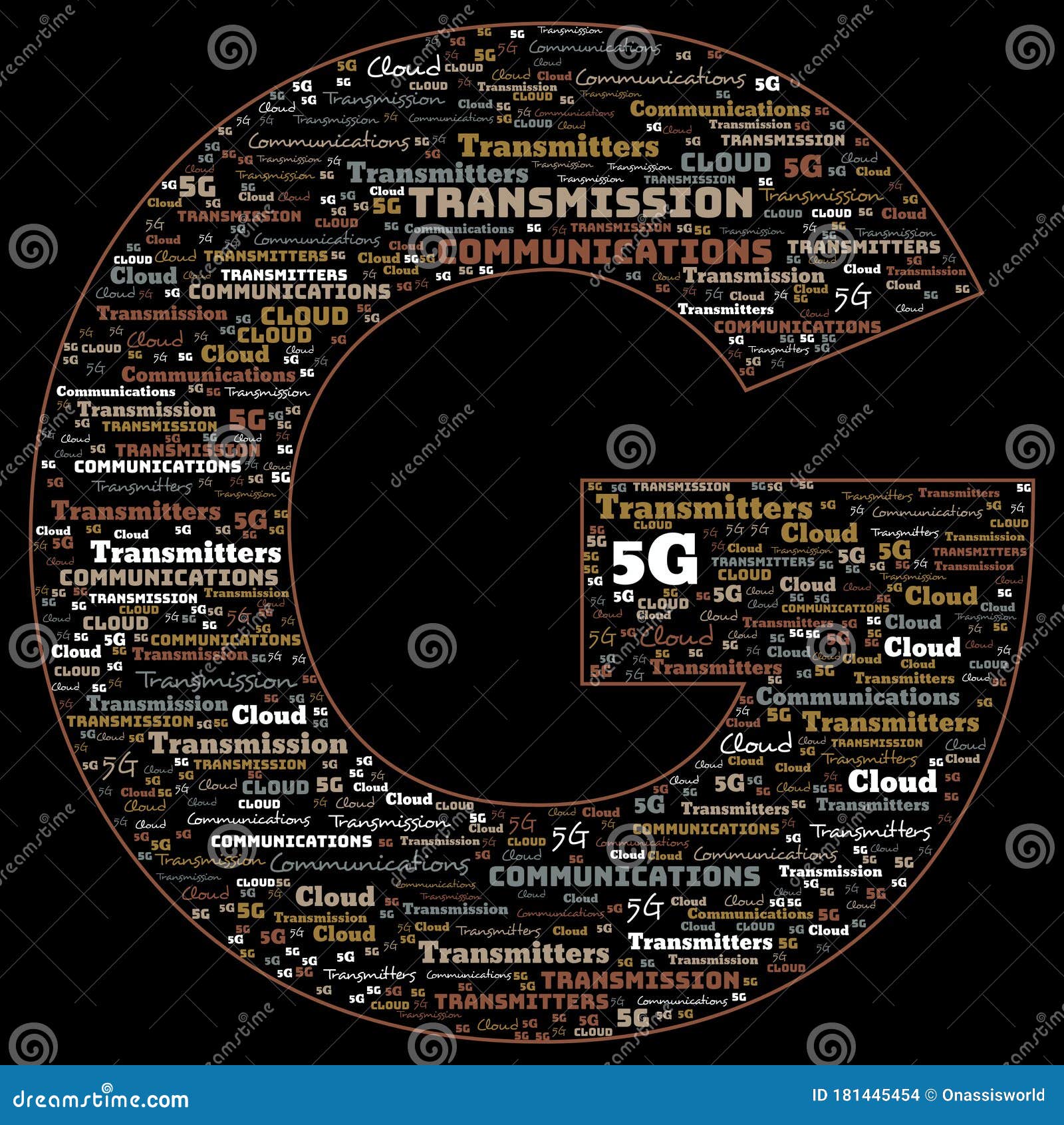 5G Telecommunications Network Words Abstract Background Illustration ...