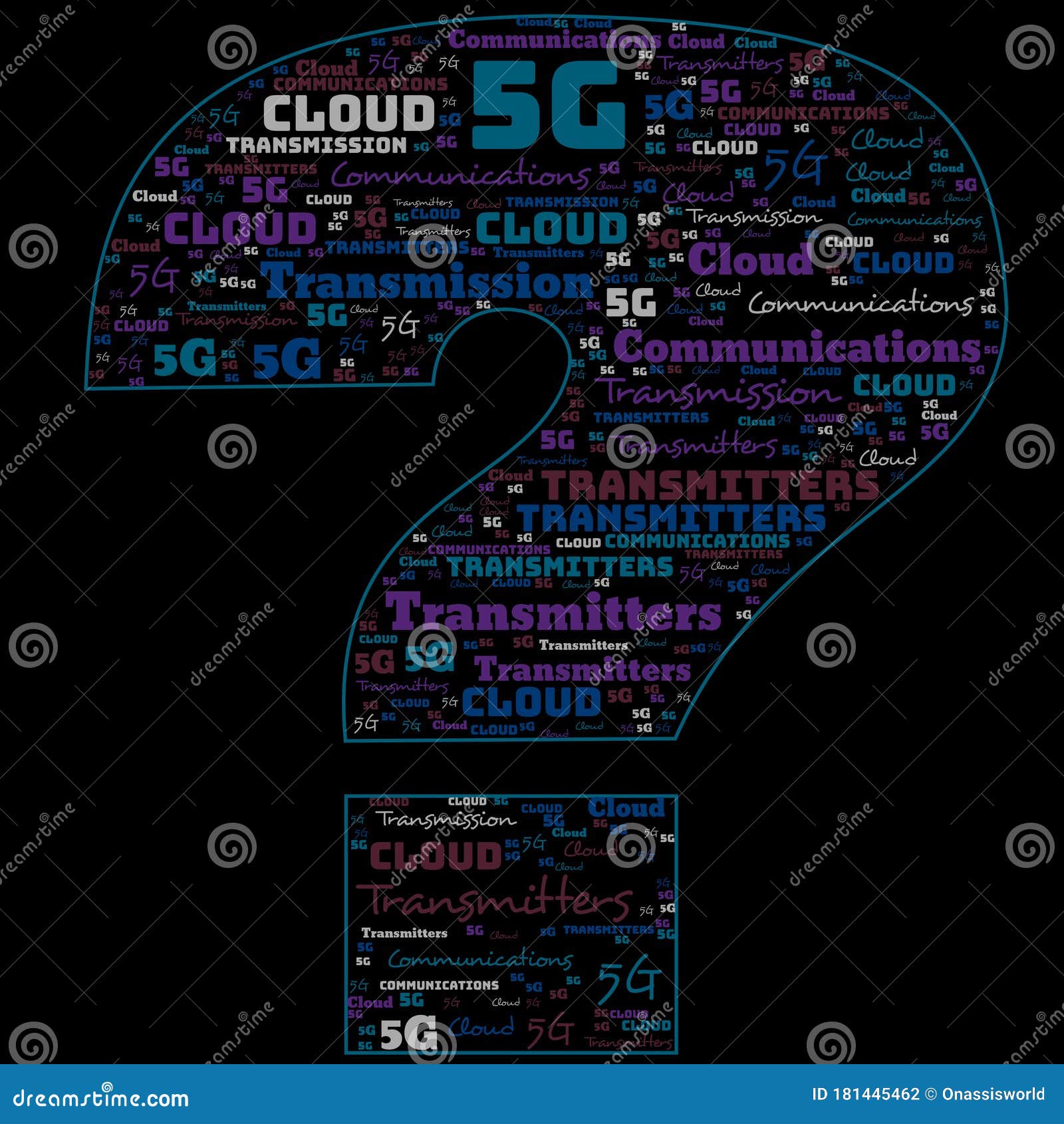 5G Telecommunications Network Words Abstract Background Illustration ...