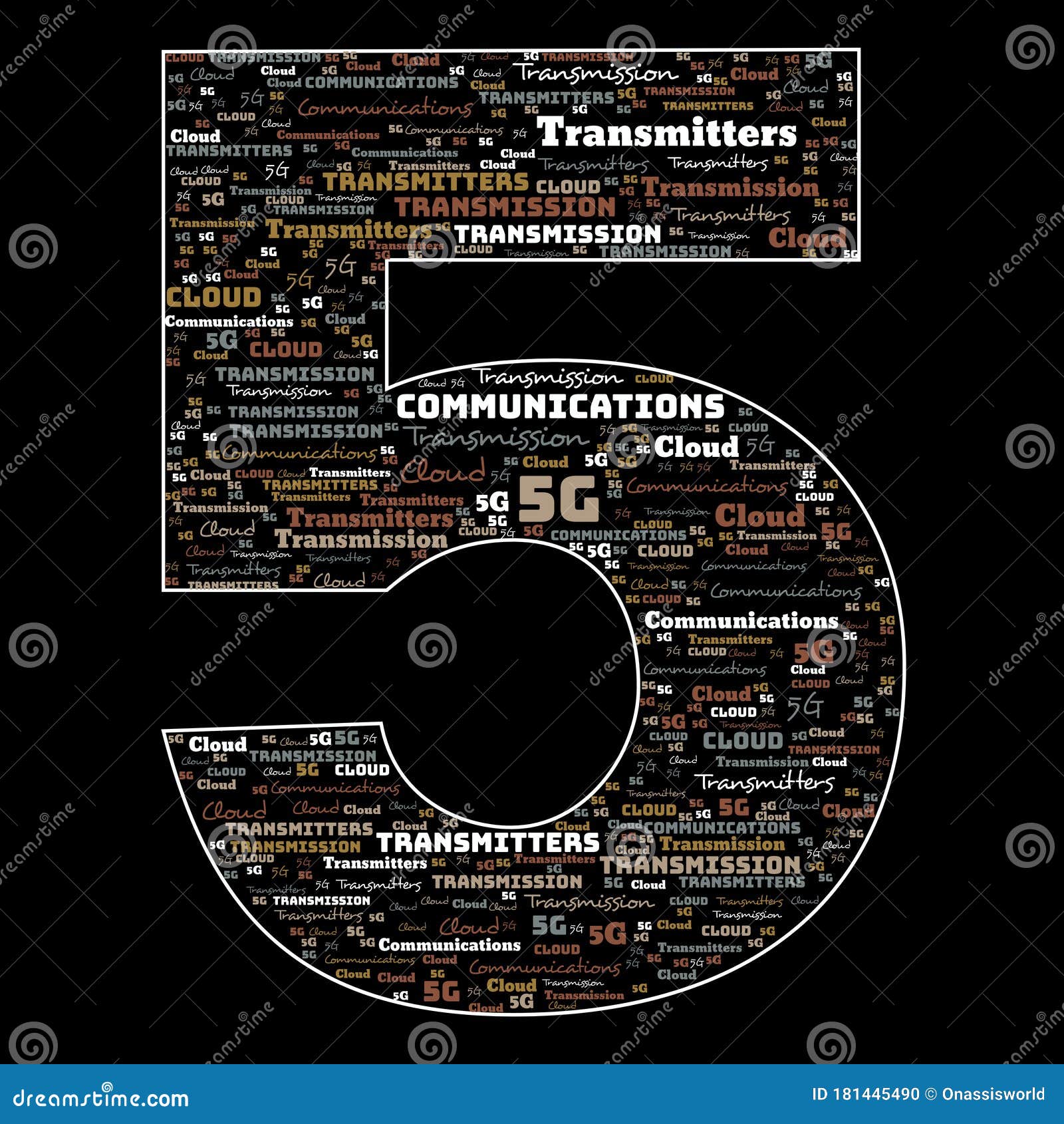 5G Telecommunications Network Words Abstract Background Illustration ...