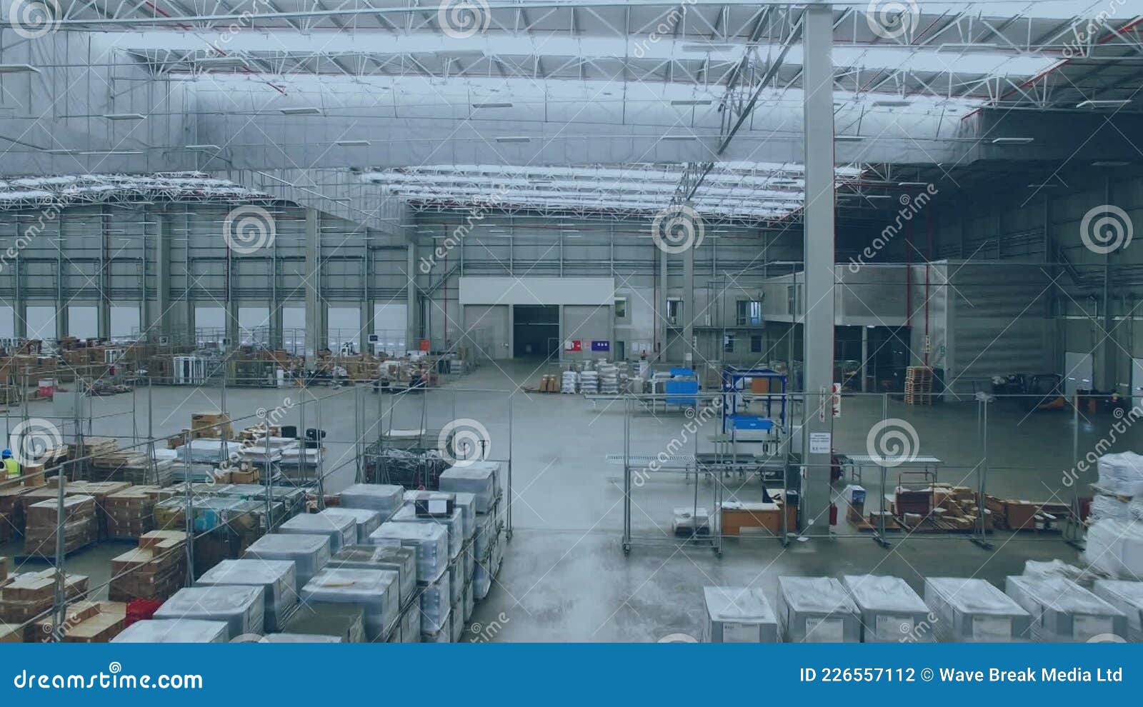 5g Text Over Multiple Round Scanners Against Warehouse in Background ... 5g Text Over Multiple Round Scanners Against Warehouse in Background ...