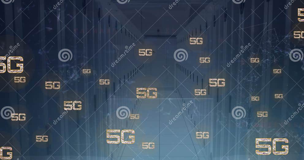 5g Text Repeated Over Computer Server Room Stock Illustration ...