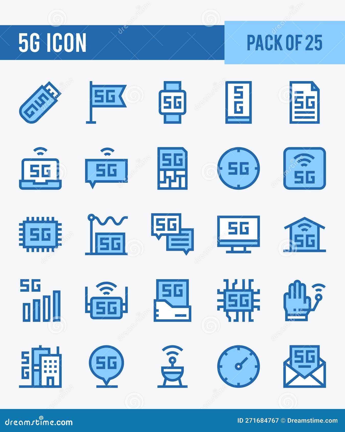 25 5G. Two Color Icons Pack. Vector Illustration Stock Vector ...