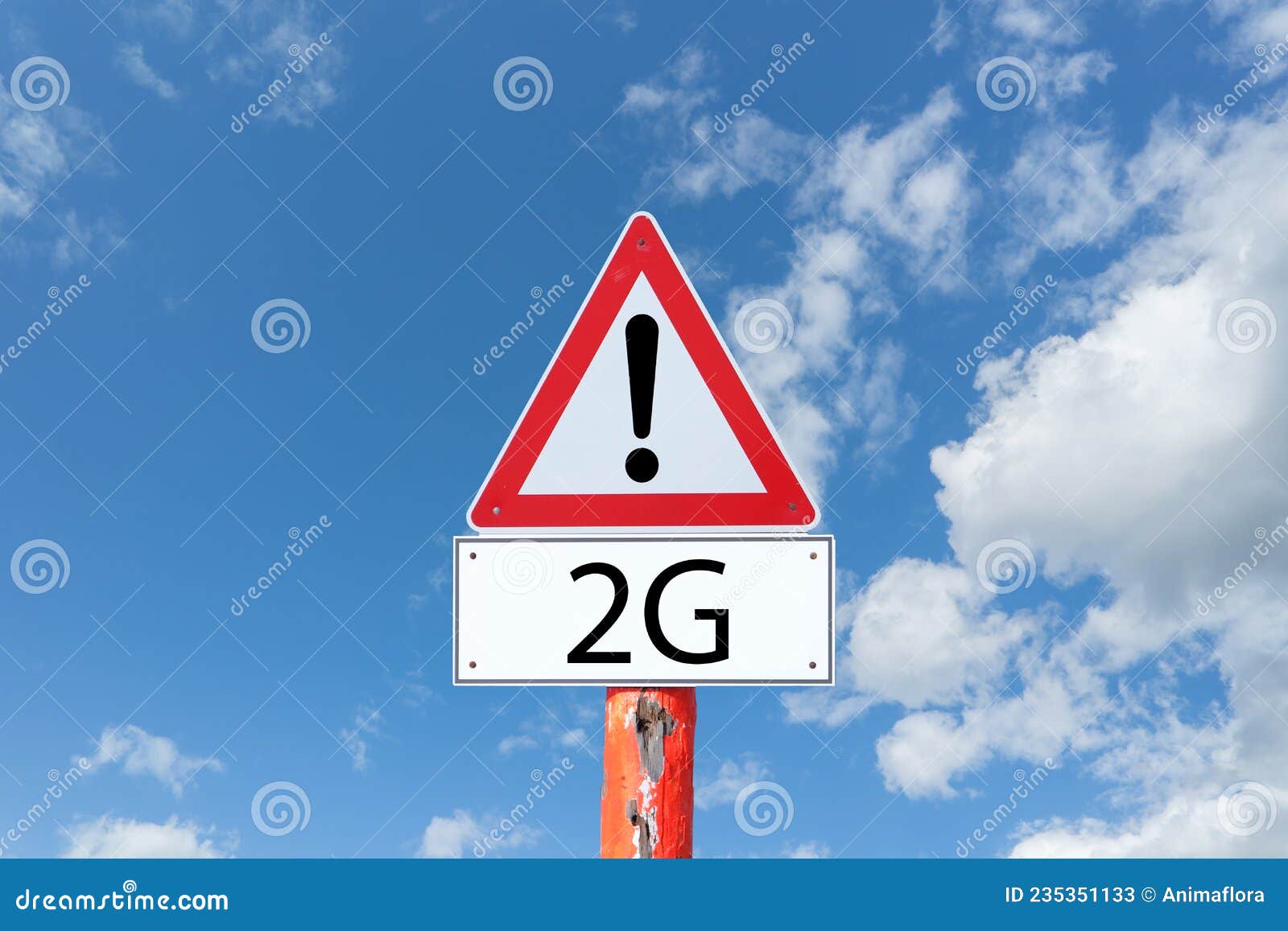 2G Warning Sign with Blue Sky Background Stock Image - Image of clouds ...