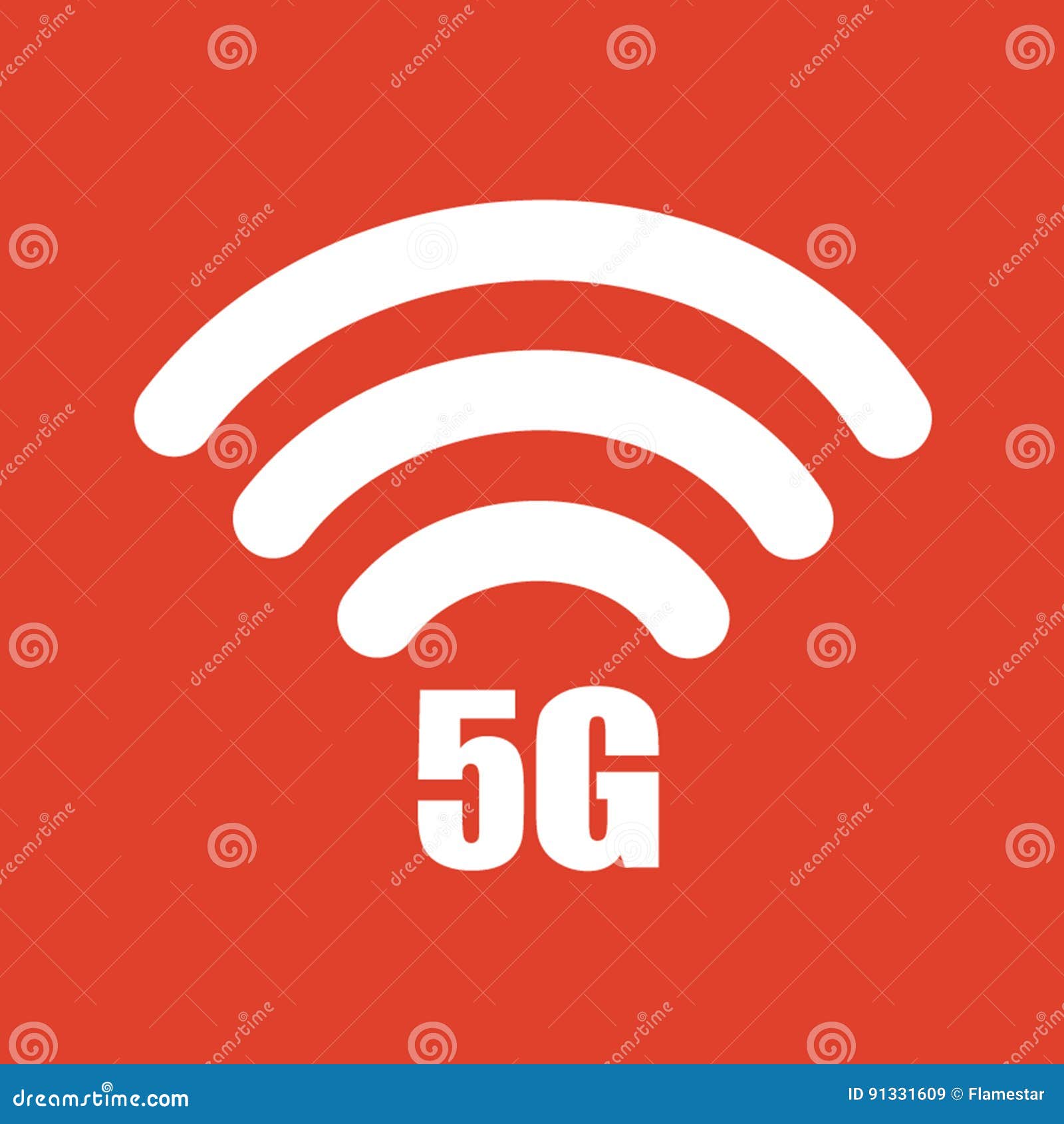 5G Wifi Internet Icon on the Red Background. Stock Vector ...