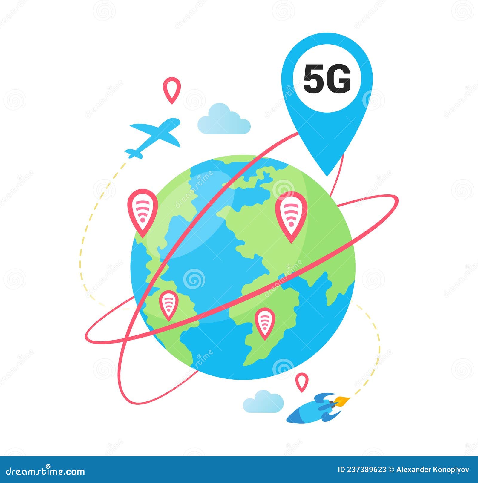 5g Wireless Network Concept Vector Illustration. Global High Speed ...