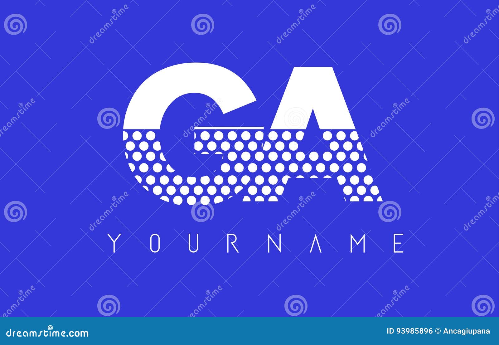 GA G a Dotted Letter Logo Design with Blue Background. Stock Vector ...