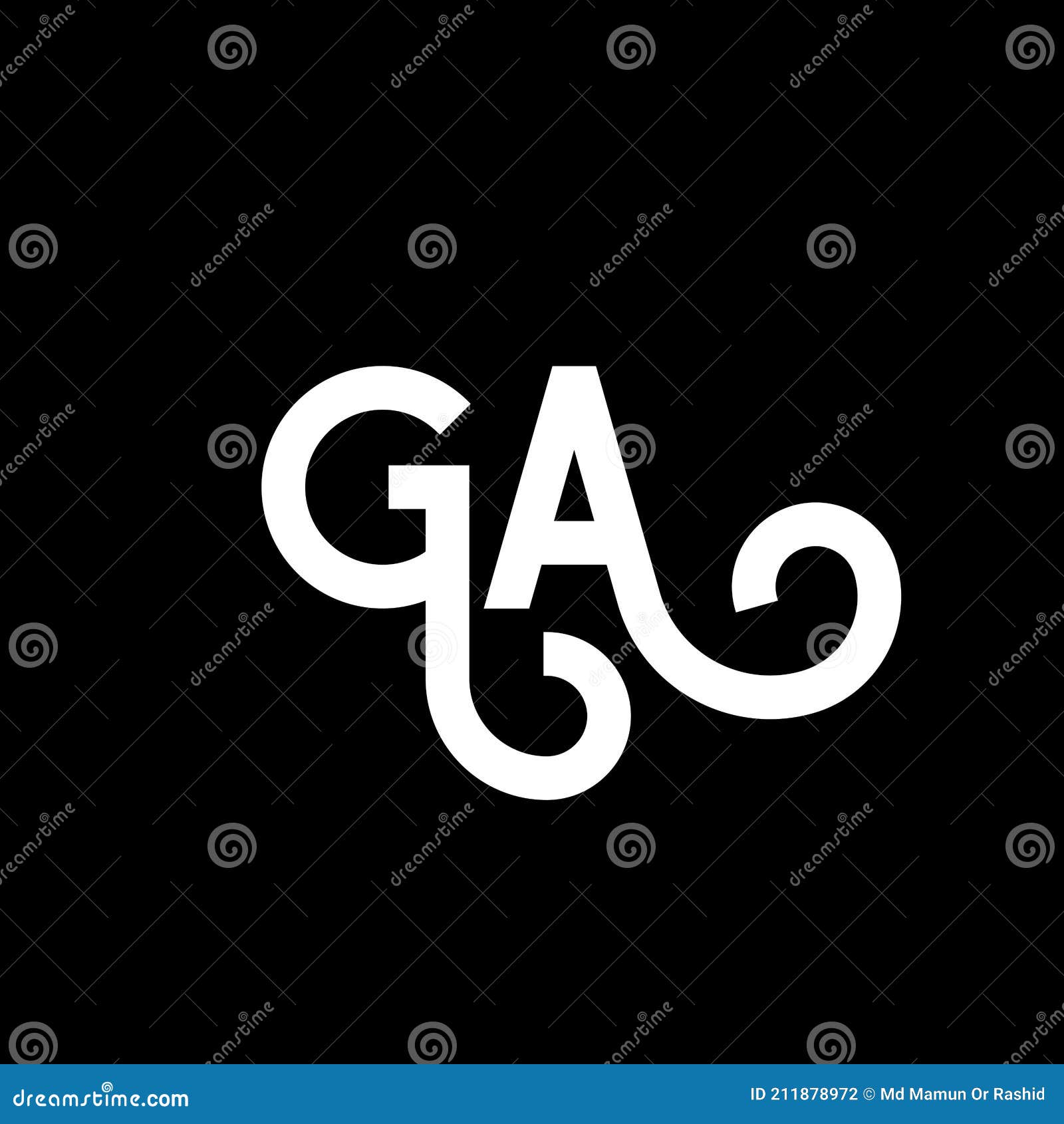 GA Letter Logo Design on Black Background. GA Creative Initials Letter ...