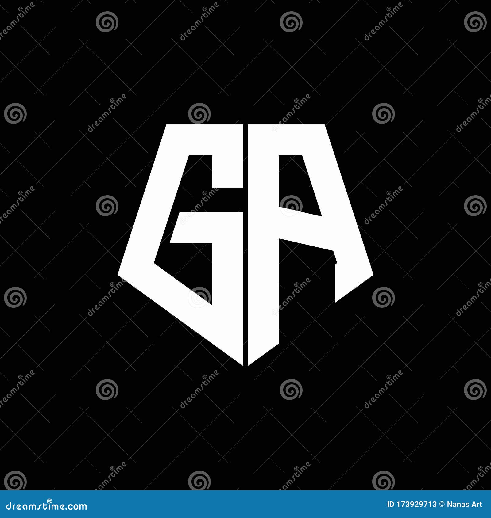 GA Logo Monogram with Pentagon Shape Style Design Template Stock Vector ...