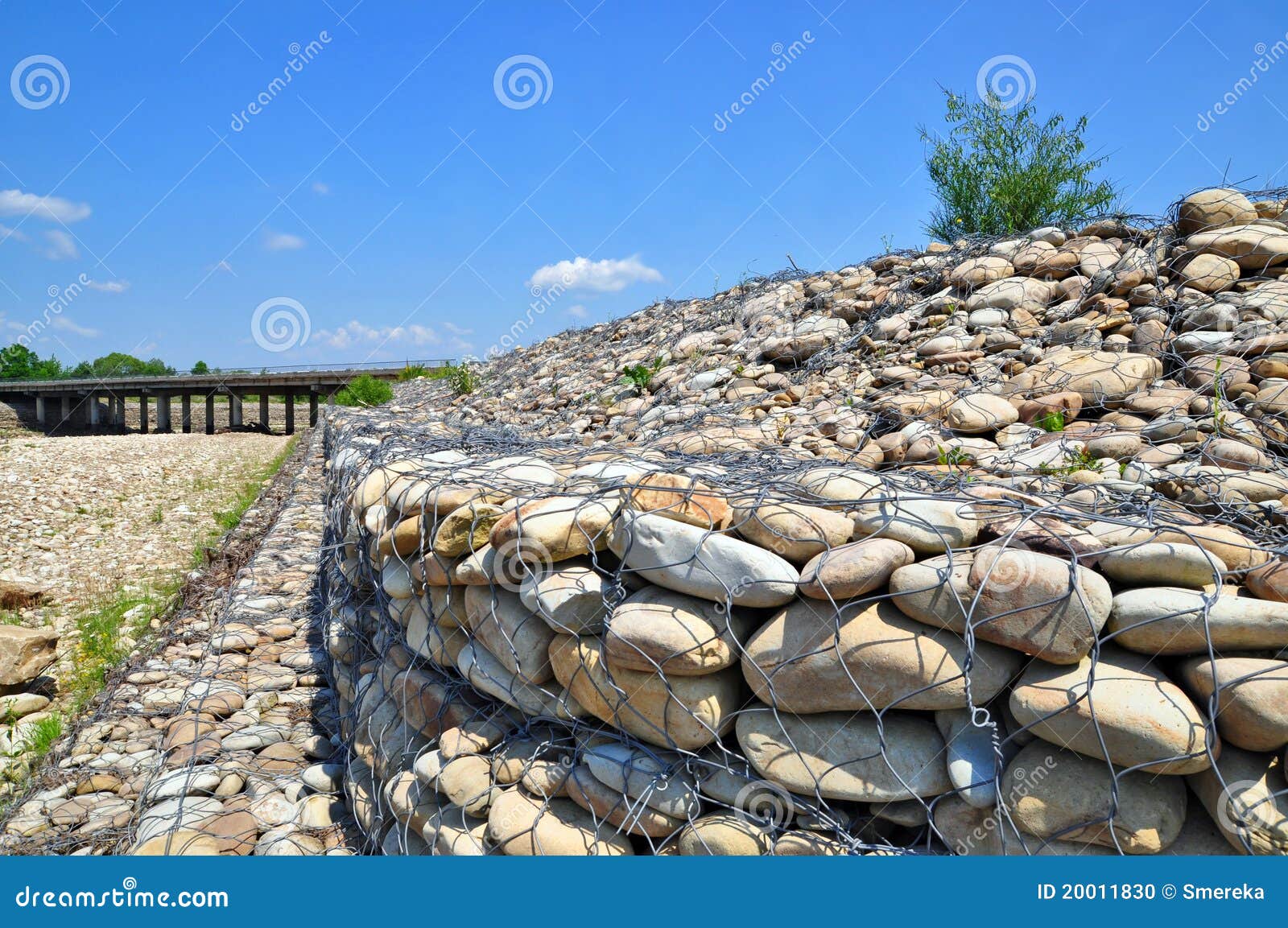 Gabion on the Bank of the River Stock Photo - Image of water ...