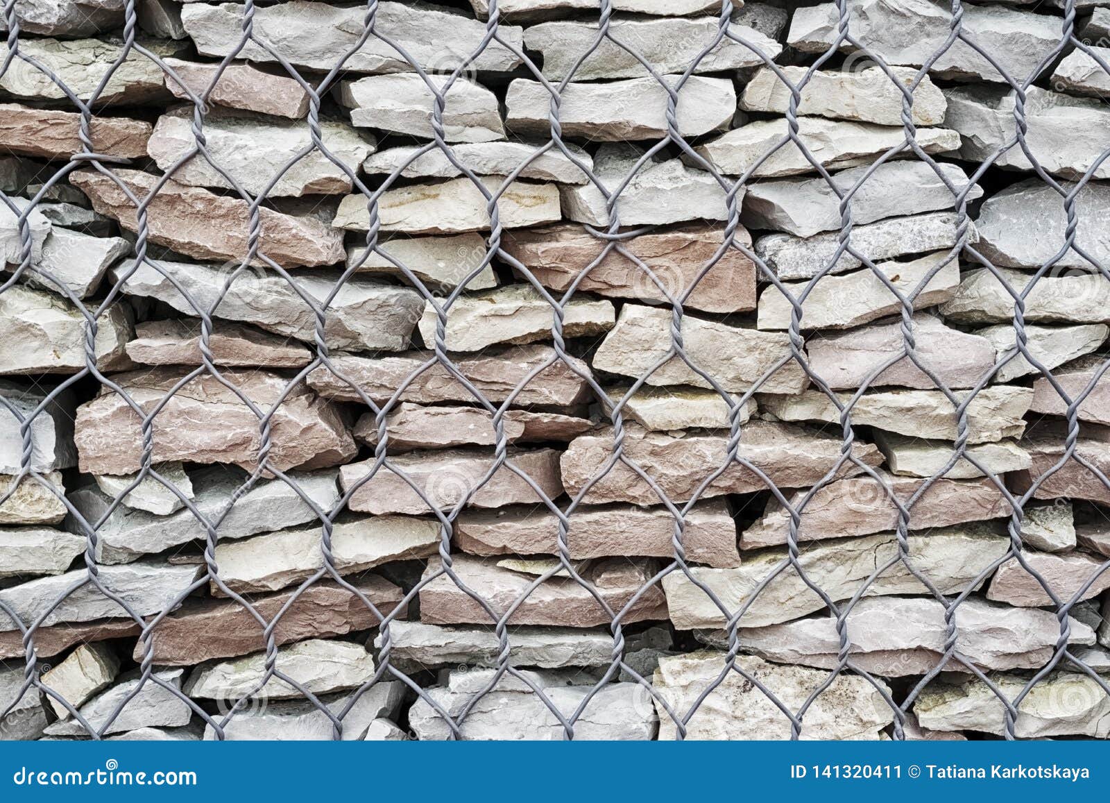 Gabion Fence with Stones and Twisted Thick Wire. Background Stock Image ...